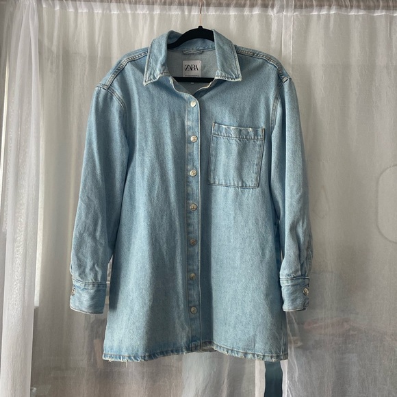 Zara | Jackets & Coats | Zara Denim Shacket | Poshmark